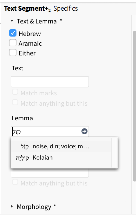 BUG: LHB-CA Text Segment lemma selection precludes results — Logos ...