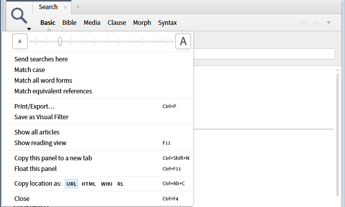 Tip of the day: basic search options (Search panel icon menu) and drop ...