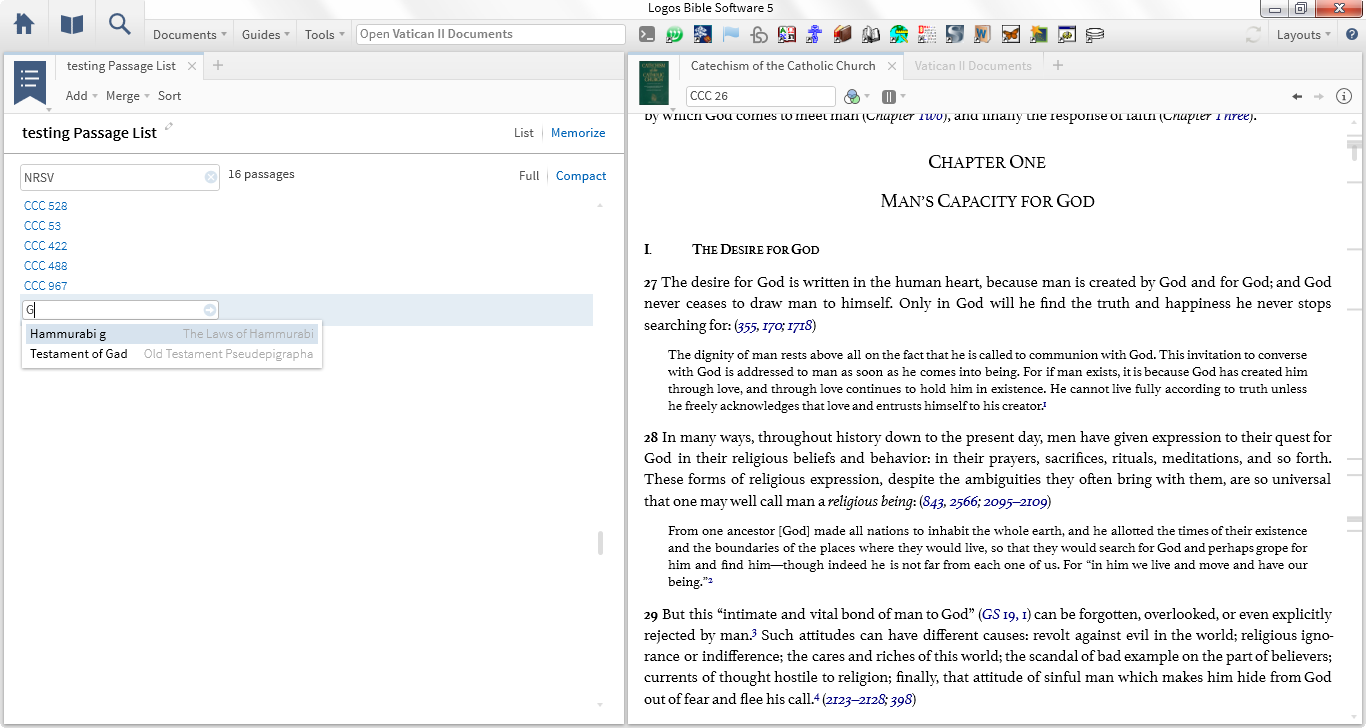 Okay this is ridiculous ... passage list an CCC - Logos Community