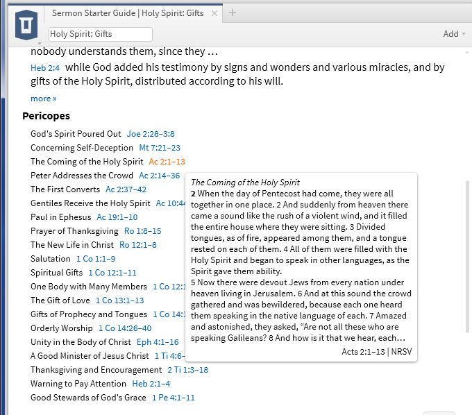 Sermon Starter Guide pericopes - Logos Community