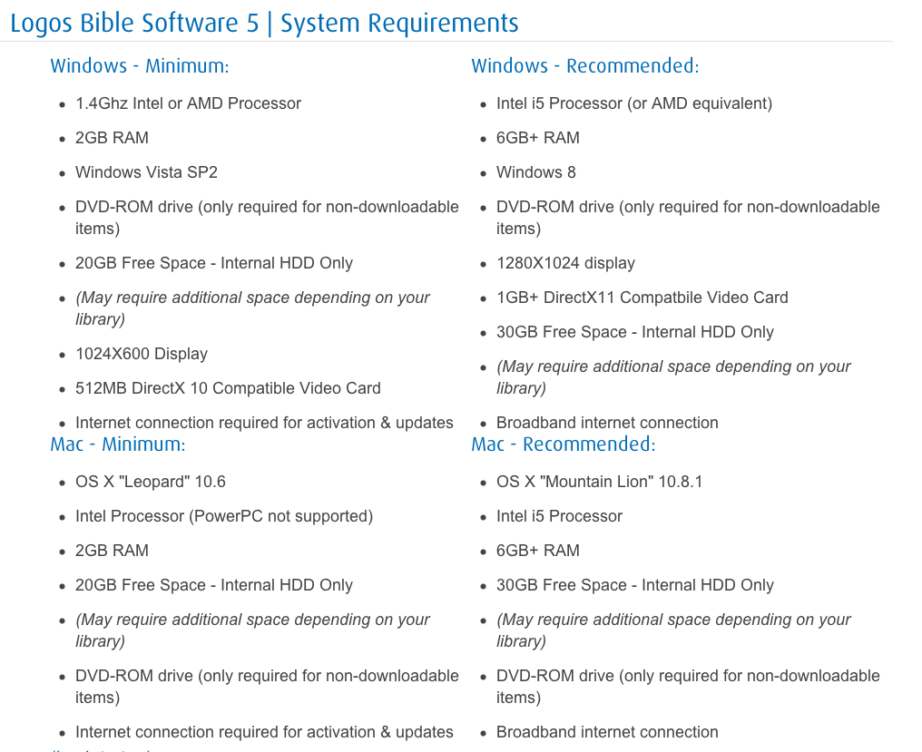 System requirements - Logos Community