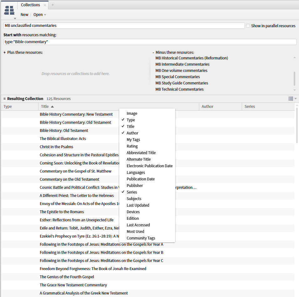 BUG: Collections missing library fields — Logos Community