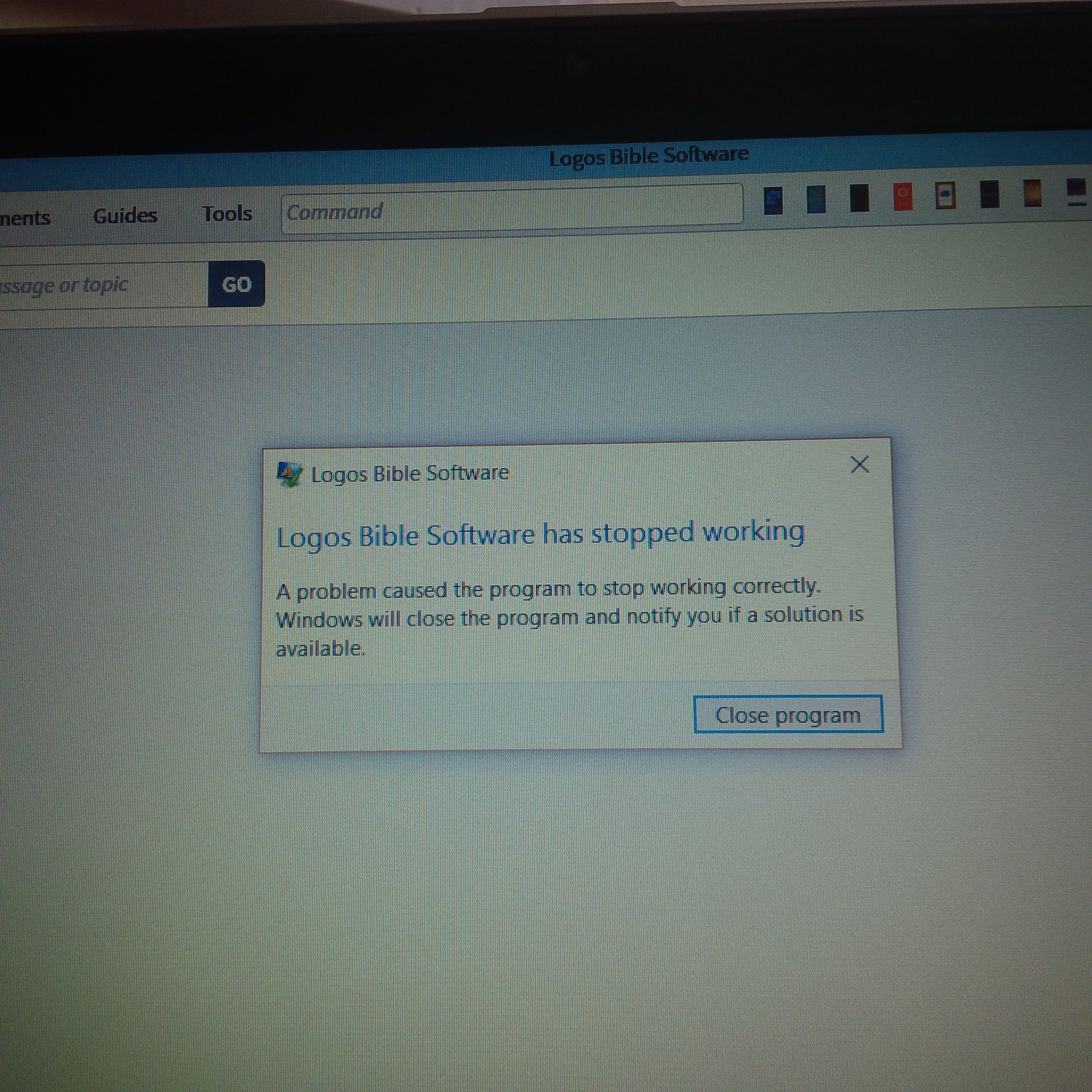 Logos 6 Has Stopped Working Logos Community