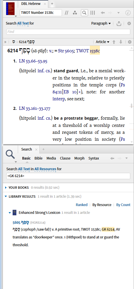 TAGGING issue: Strong's, GK, TWOT - Logos Community