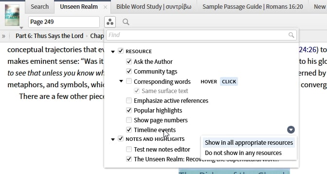 How to preset all resources to show page numbers but not timeline ...