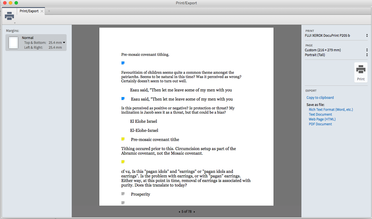 [resolved] Print, and export bug. How do you export notes into a usable ...