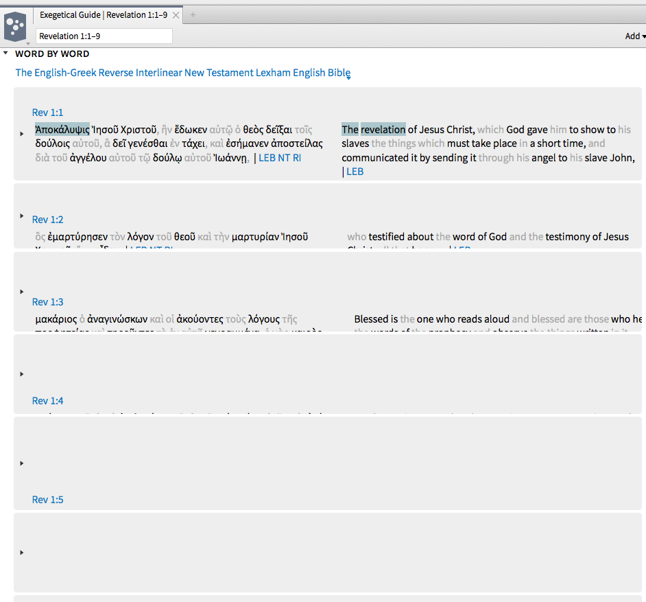 Logos 6 - Exegetical Guide - alignment of text - Logos Community