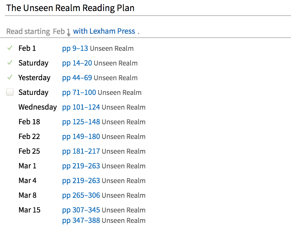Updated Unseen Realm Reading Plan issues — Logos Community