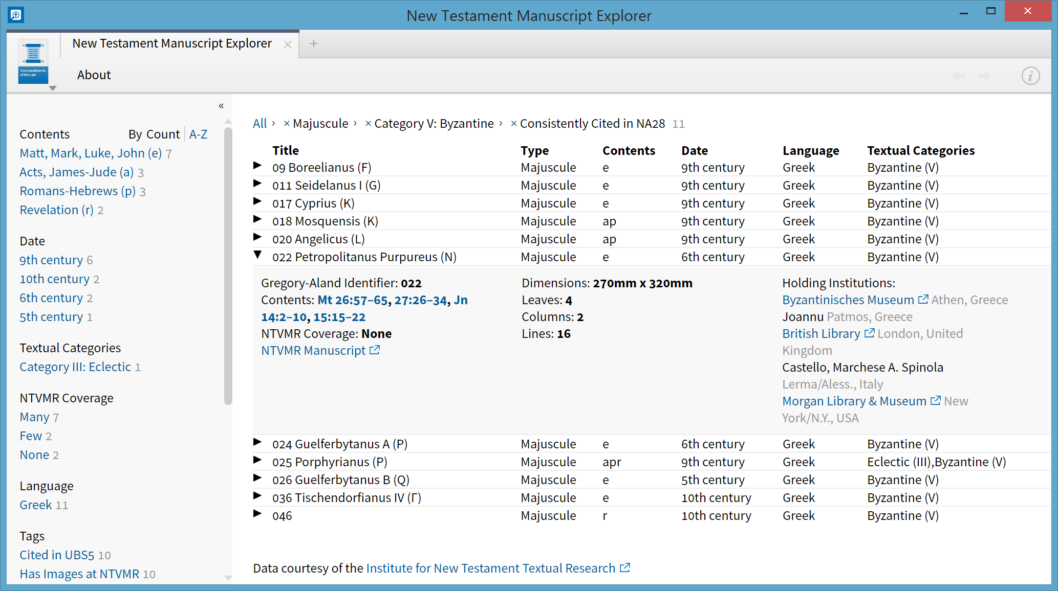 New Testament Manuscript Explorer - Logos Community