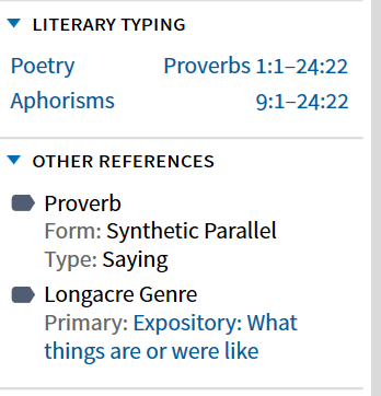 Proverbs Explorer / Tags... Glossary??? — Logos Community
