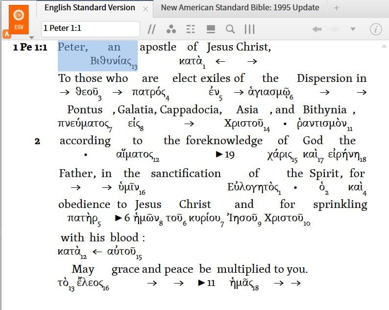 Bug: ESV reverse interlinear misaligned — Logos Community