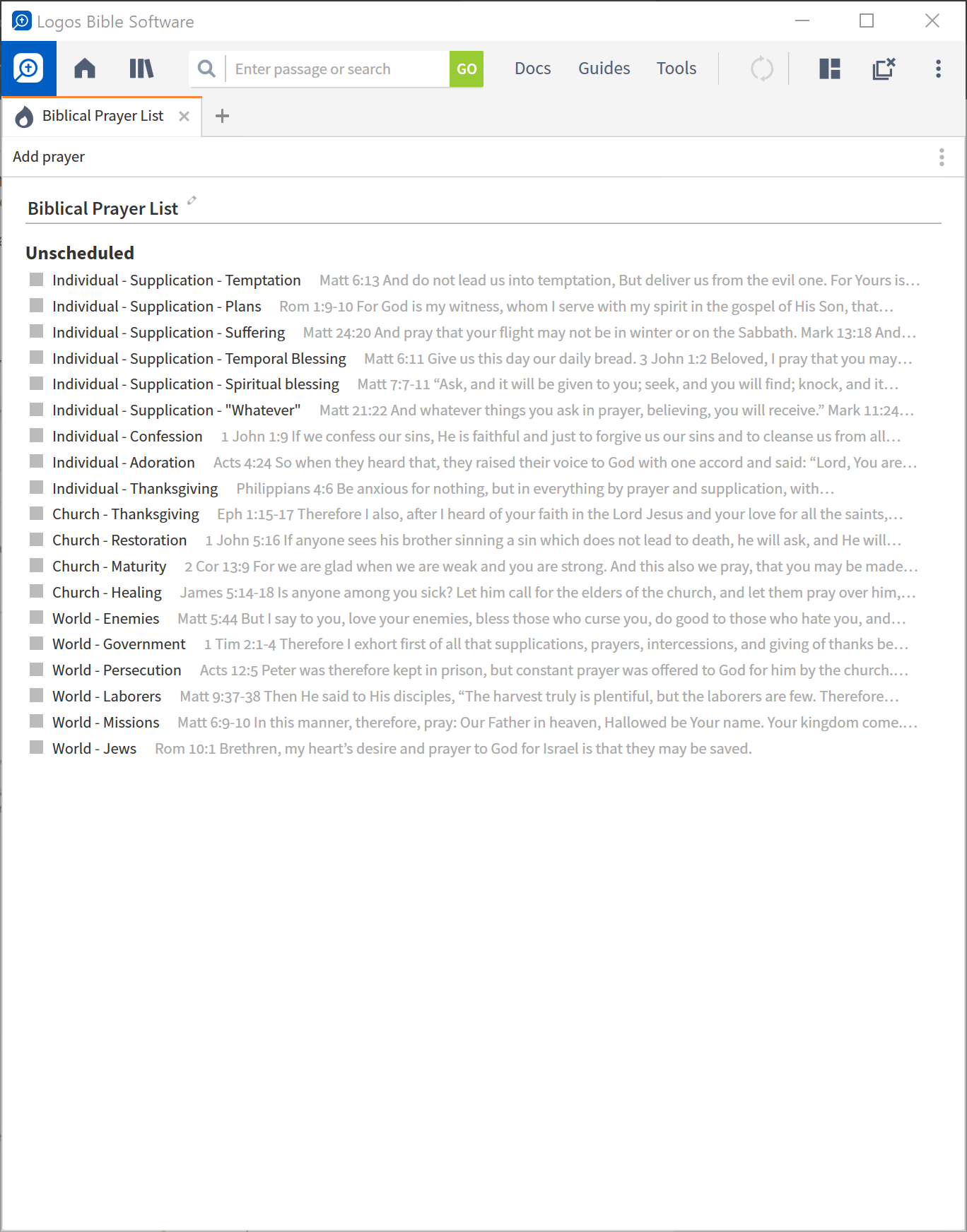 BUG: Prayer List Order - Logos Community