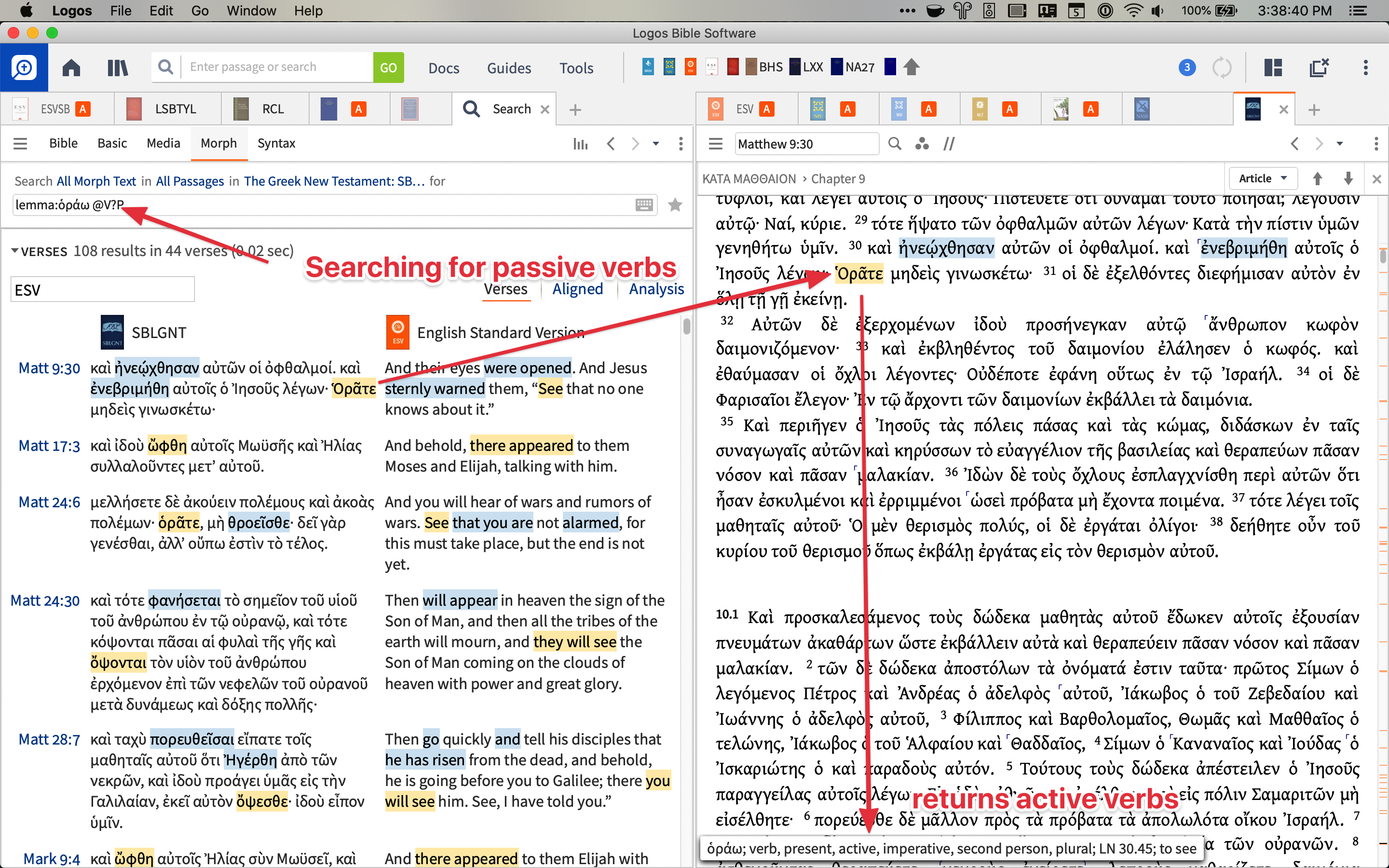 Searching for passive verbs returns active verb results - Logos Community