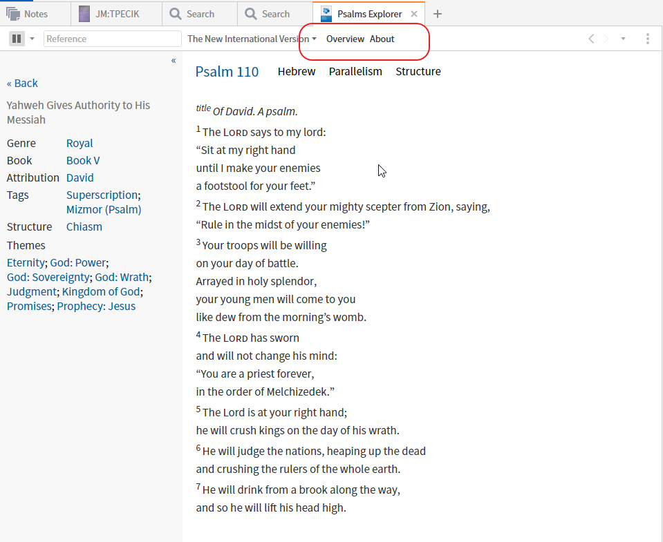 Overview and About buttons in Psalms Explorer not do anything - Logos ...