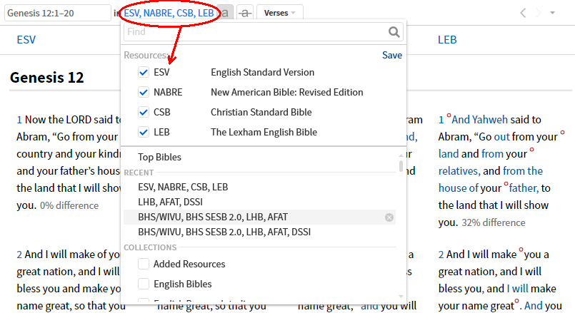 Text Comparison Tool - Different Bible Set - Logos Community