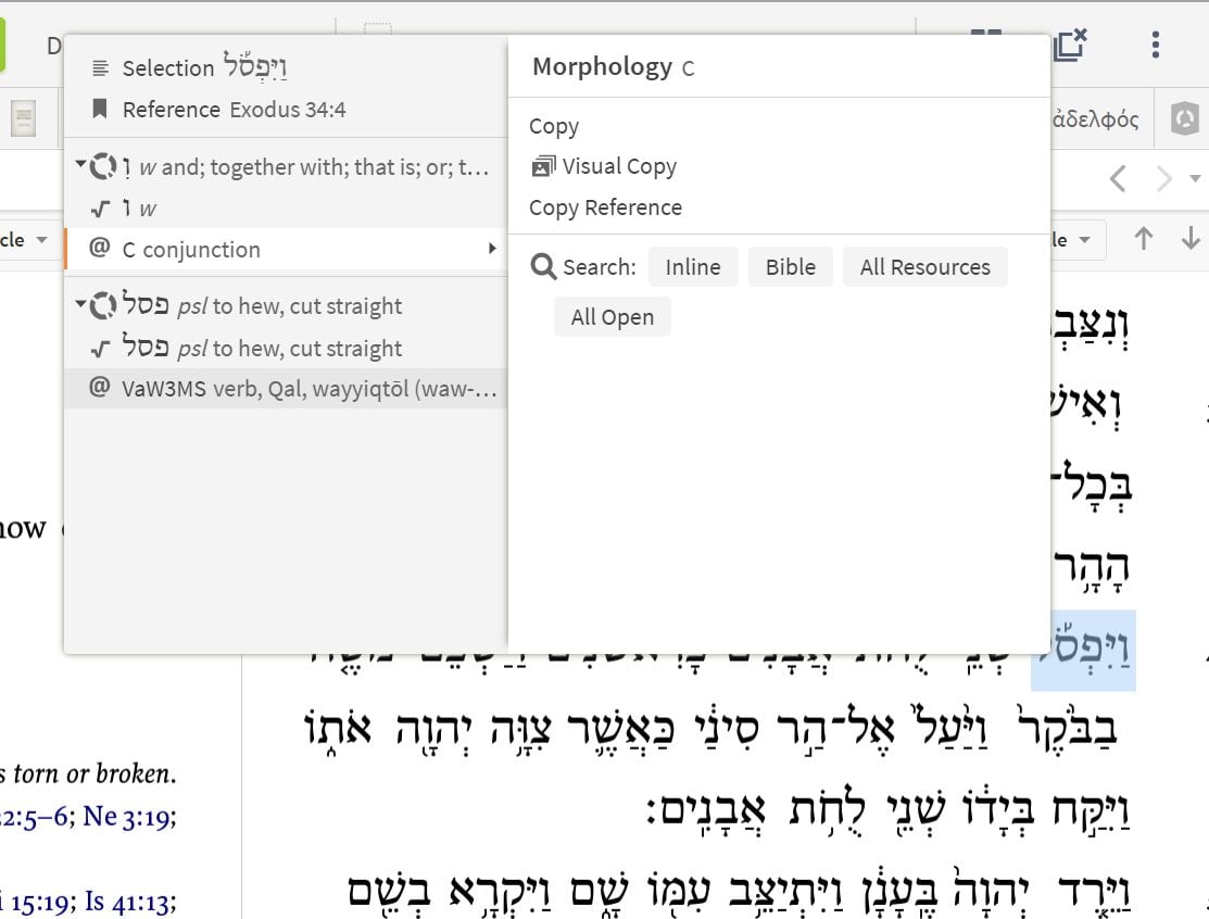 Full Hebrew/Greek Parsing not visible — Logos Community
