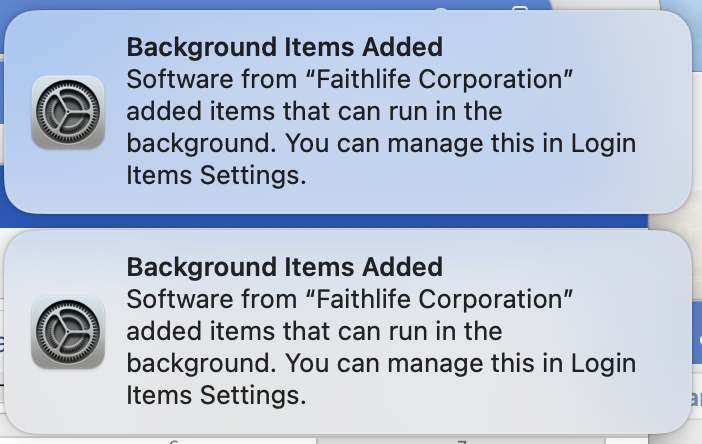 Message pops up: "Background items added" in Mac - Logos Community
