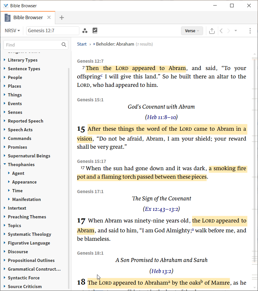 Verbum Tip 4ac: Bible Browser: Theophanies of the Bible - Logos Community