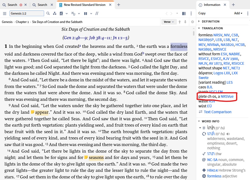 BUG: NRSVue showing garbled text in Information Pane for OT — Logos ...