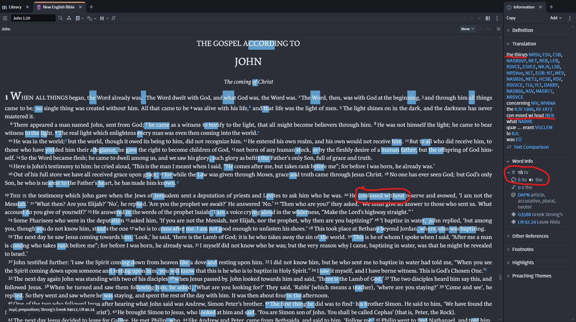 BUG: NEB NT Interlinear is misaligned with NEB text — Logos Community