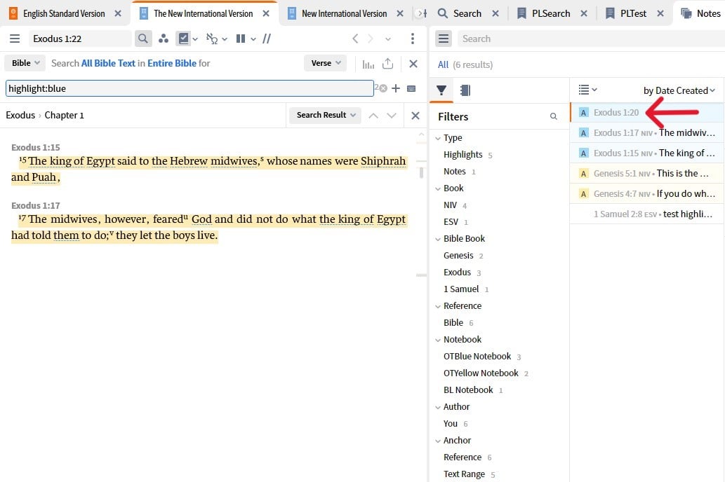 Search for highlighted Bible verses did not return verses highlighted ...
