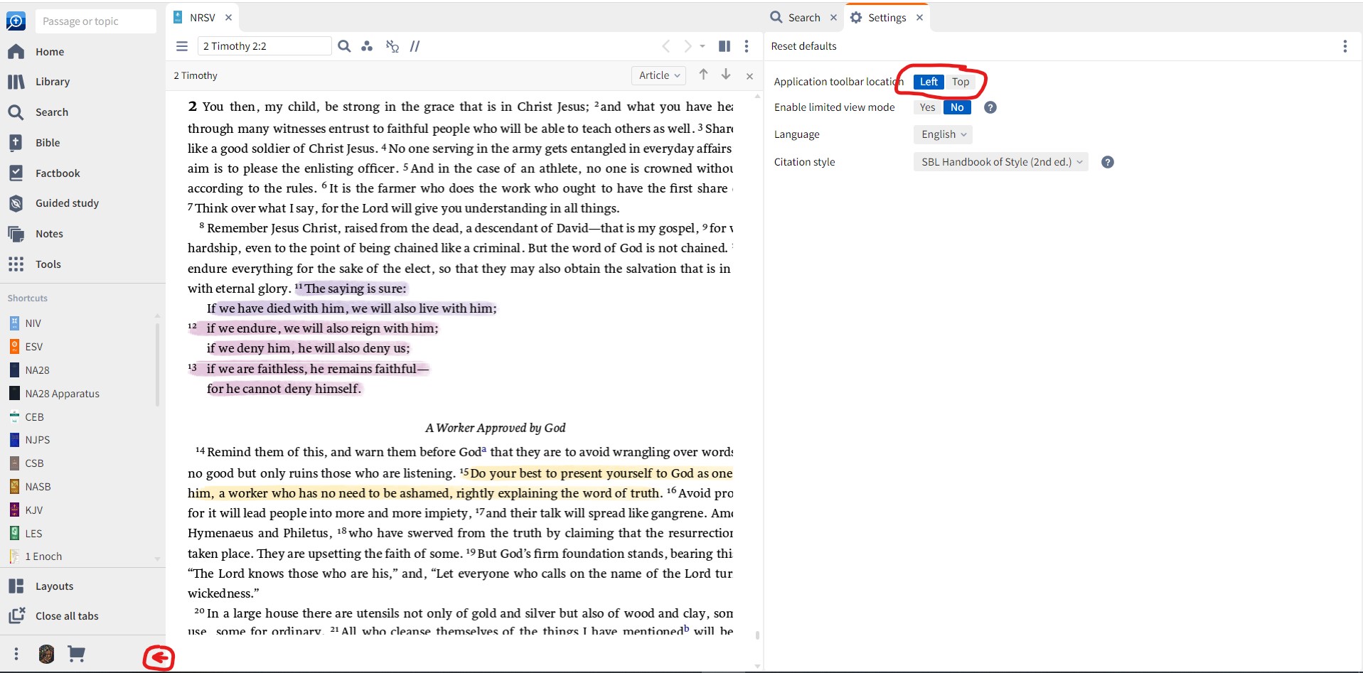 Side Toolbar in Web App - Logos Community