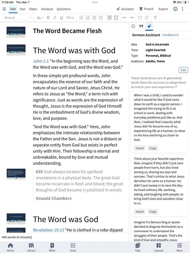 New Feature: Sermon Assistant on iPad - Logos Community
