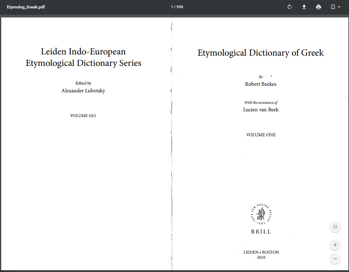 SUGGESTION: Etymological Dictionary of Greek - Logos Community