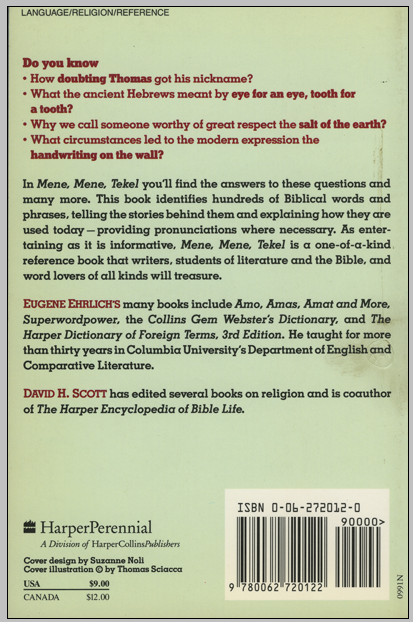 Resource suggestion: Mene, Mene, Tekel by Eugene Ehrlich & David H ...