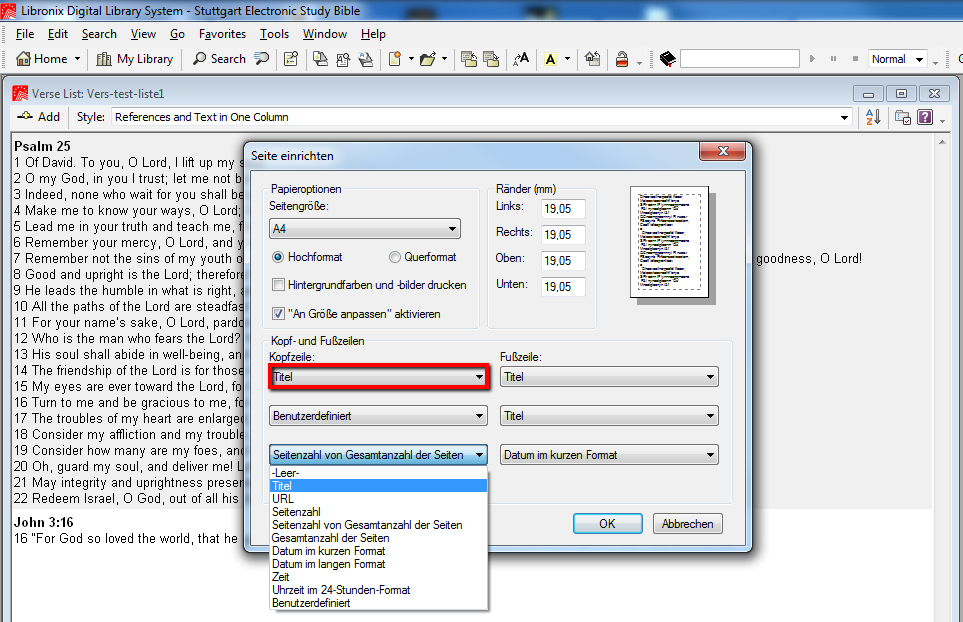 Question about printing Verse Lists - Logos Community
