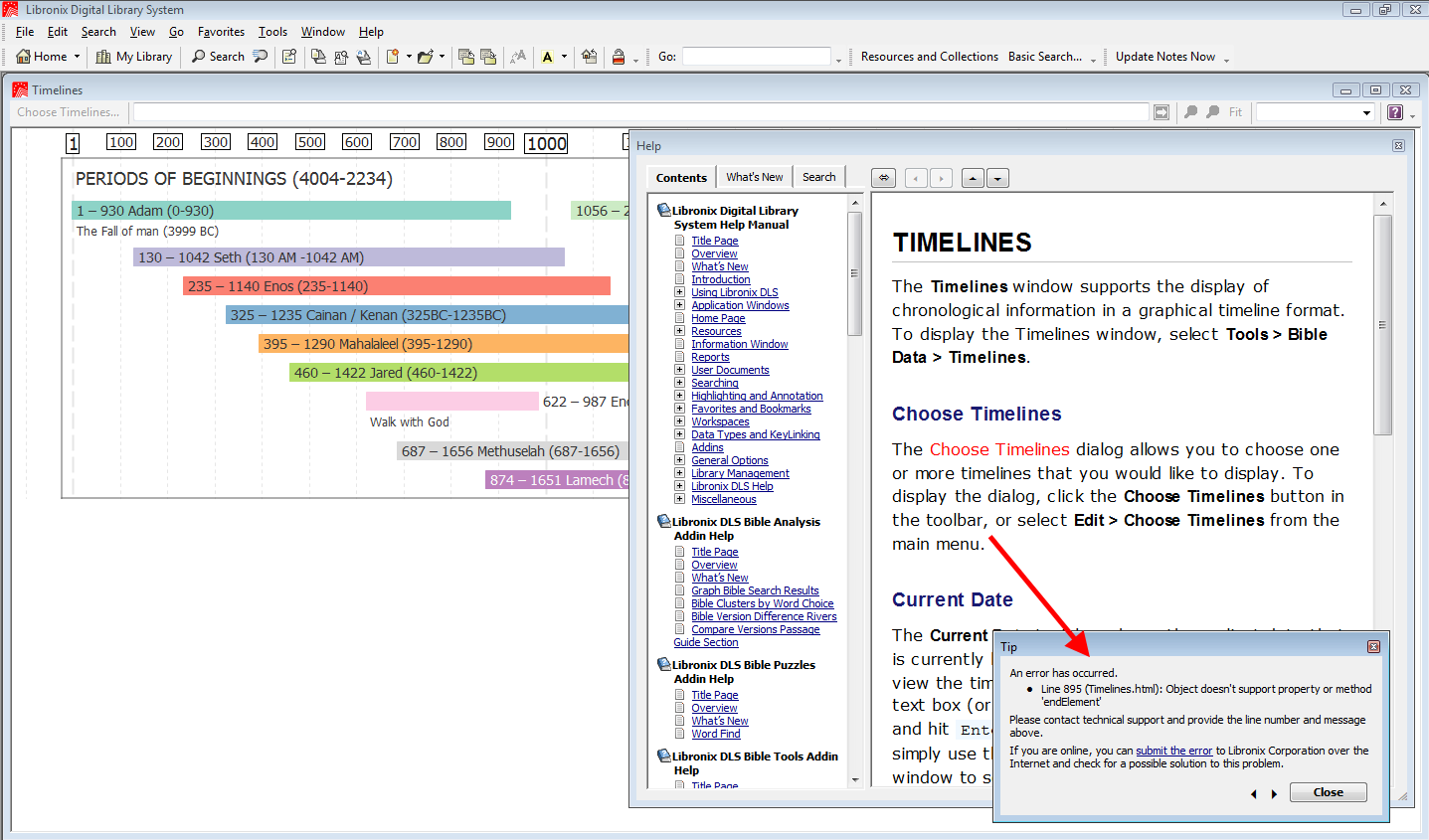 Errors: in Timeline - Logos Community