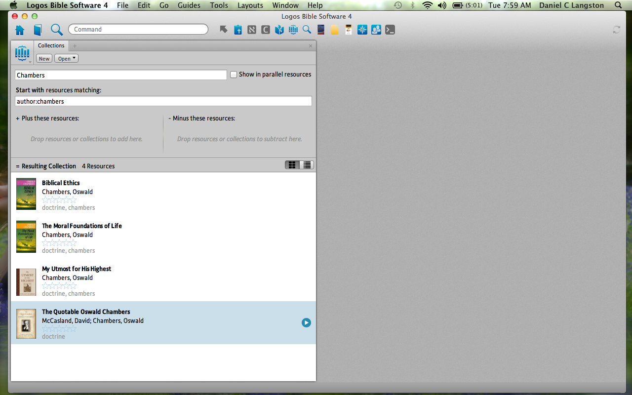 Opening a book from within a collection list - Logos and Verbum Forum ...