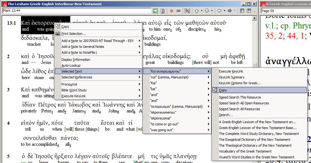 Logos3 and Copy Selected Text in Interlinear - Logos Community