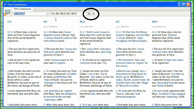 Text Comparison No 'Show Comparison' icons - Logos Community