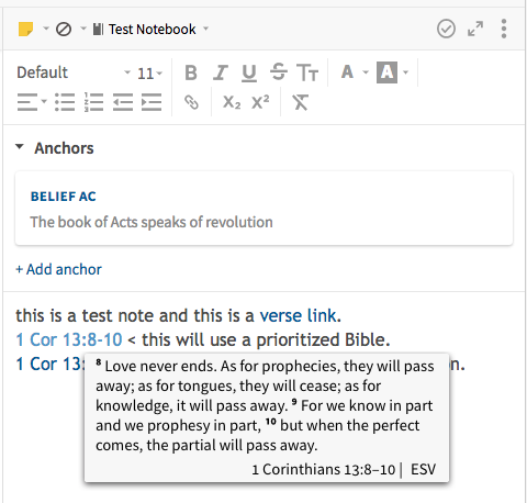 In Notes: how to do link a Bible Verse to an Alternative Biblical ...