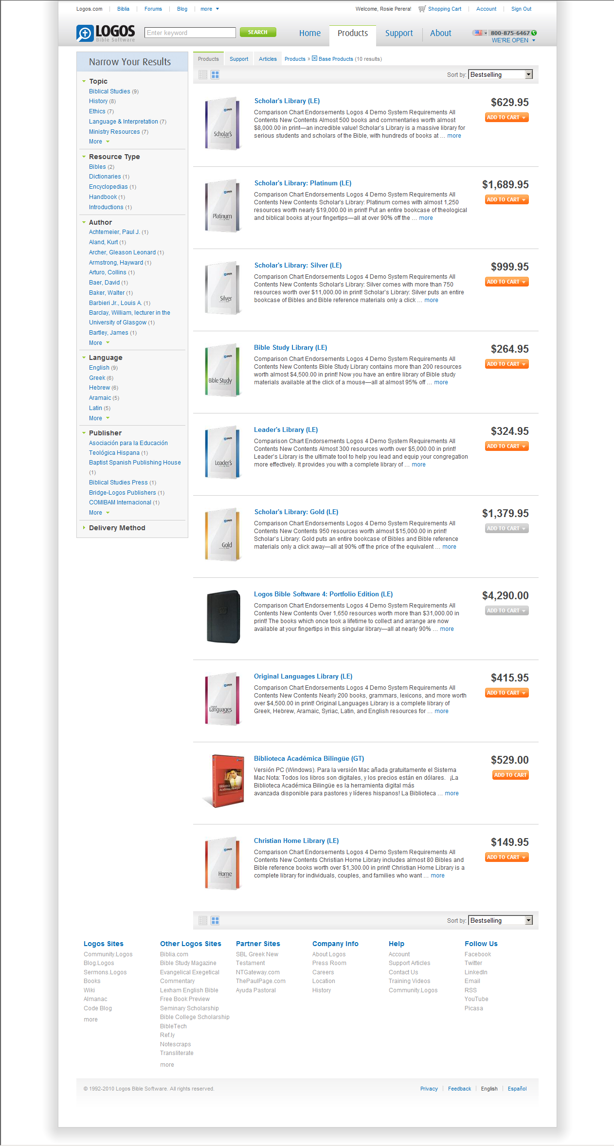 New logos.com: Base pagages listing -- buttons of lower packages not greyed out - Logos Community