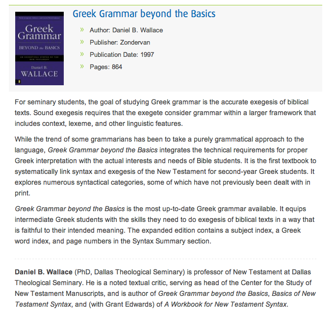 Greek Grammar Beyond the Basics—Update? - Logos Community