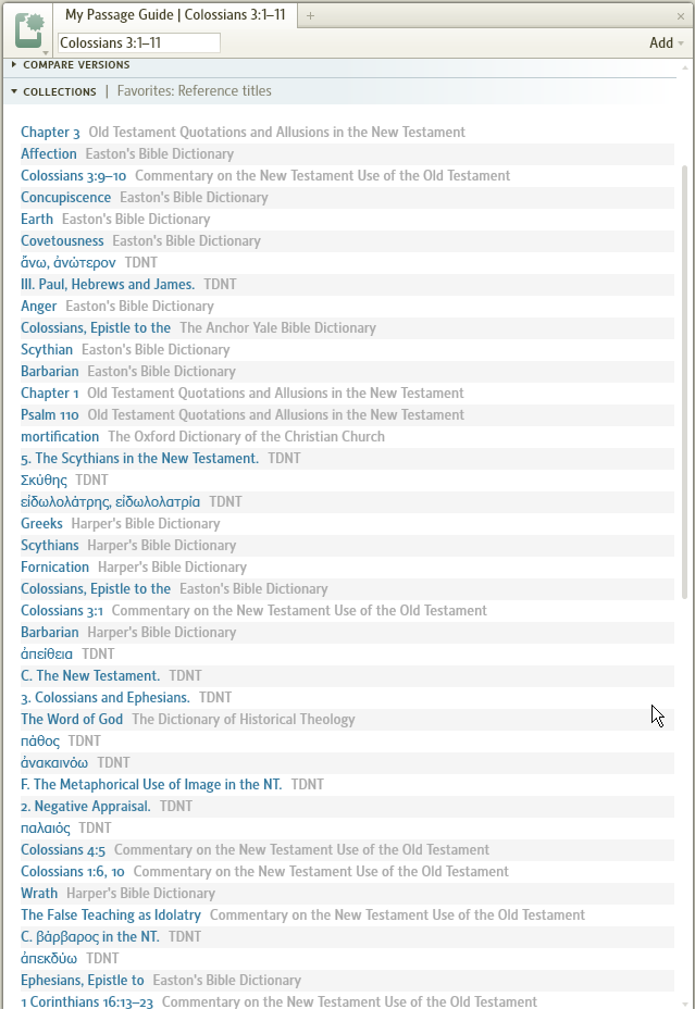 BUG:? OVERSIGHT? SECRET? Passage Guide Collections section - Logos Community