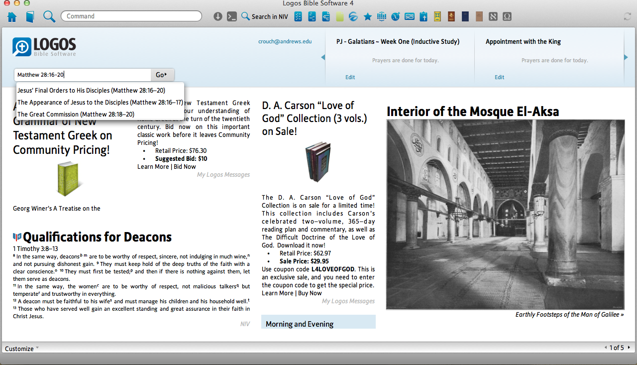 BUG L4 Mac 4.5 Beta 8: Typing Matthew 28:16-20 from home page Bibles go ...