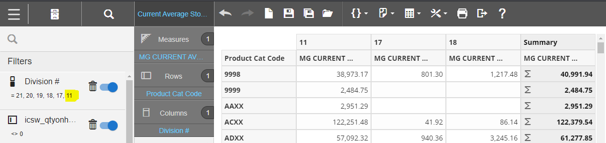 Crosstab table not filtering correctly - Infor Global Community