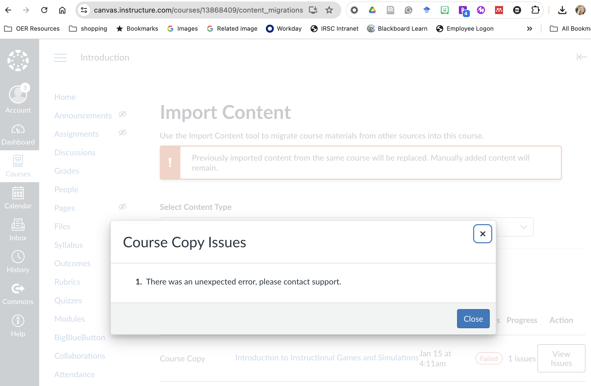 importing courses failing - Instructure Community