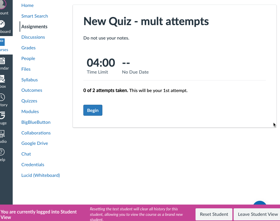 New Quizzes: Future integration of Test Student functionality ...