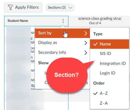 Gradebook sorting options - Instructure Community
