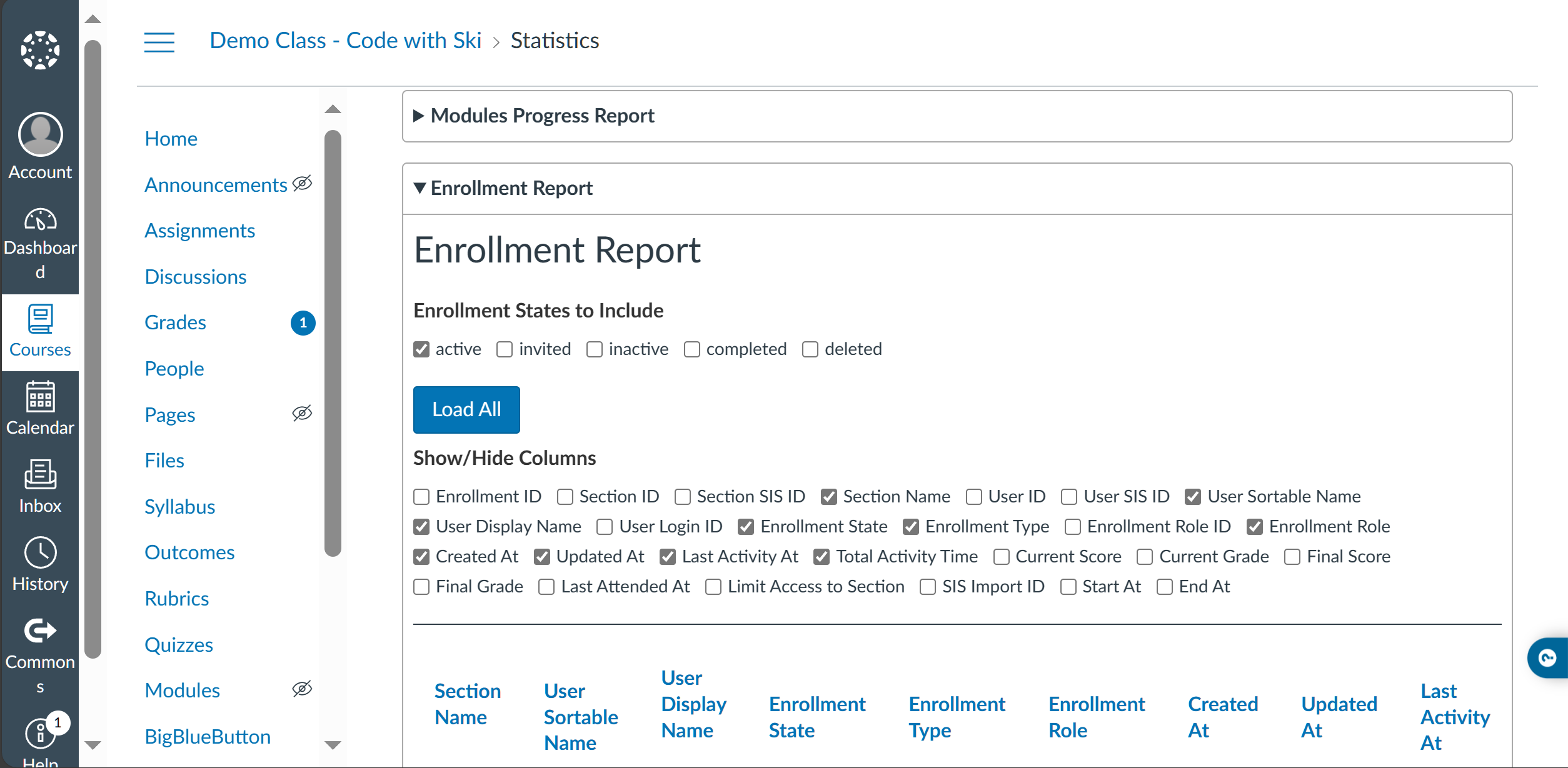 Custom Enrollment Course Report - Export People in Course - Instructure ...