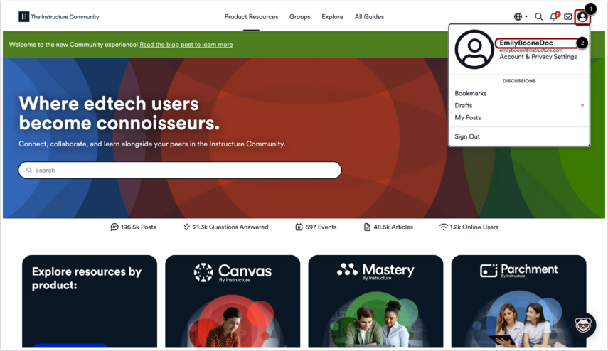 How do I view my profile page in the Instructure Community ...