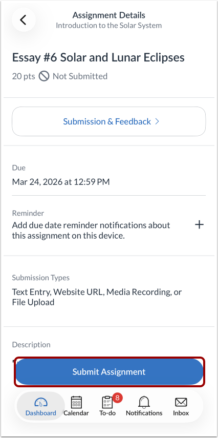 How do I upload a file as an assignment submission in the Canvas app on ...