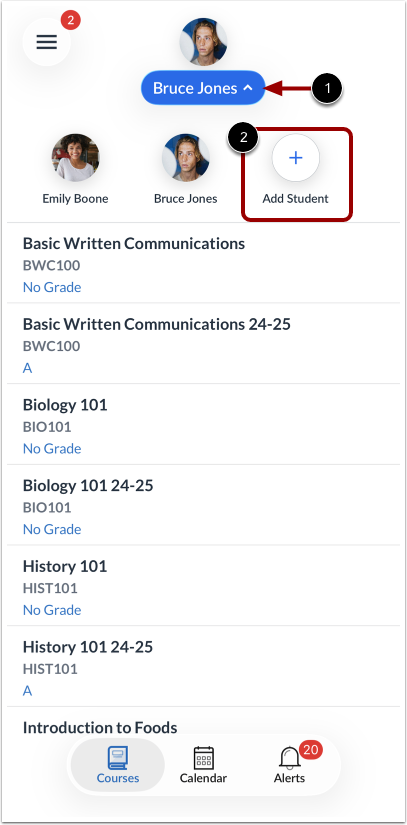 How do I link additional students to my account in the Canvas Parent ...