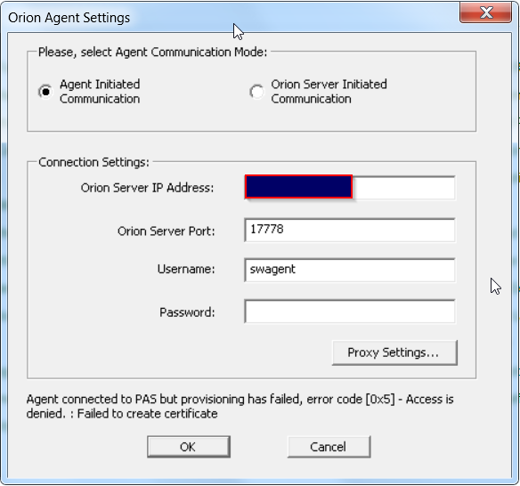 Error when installing Orion Agent, "provisioning has failed" error code ...
