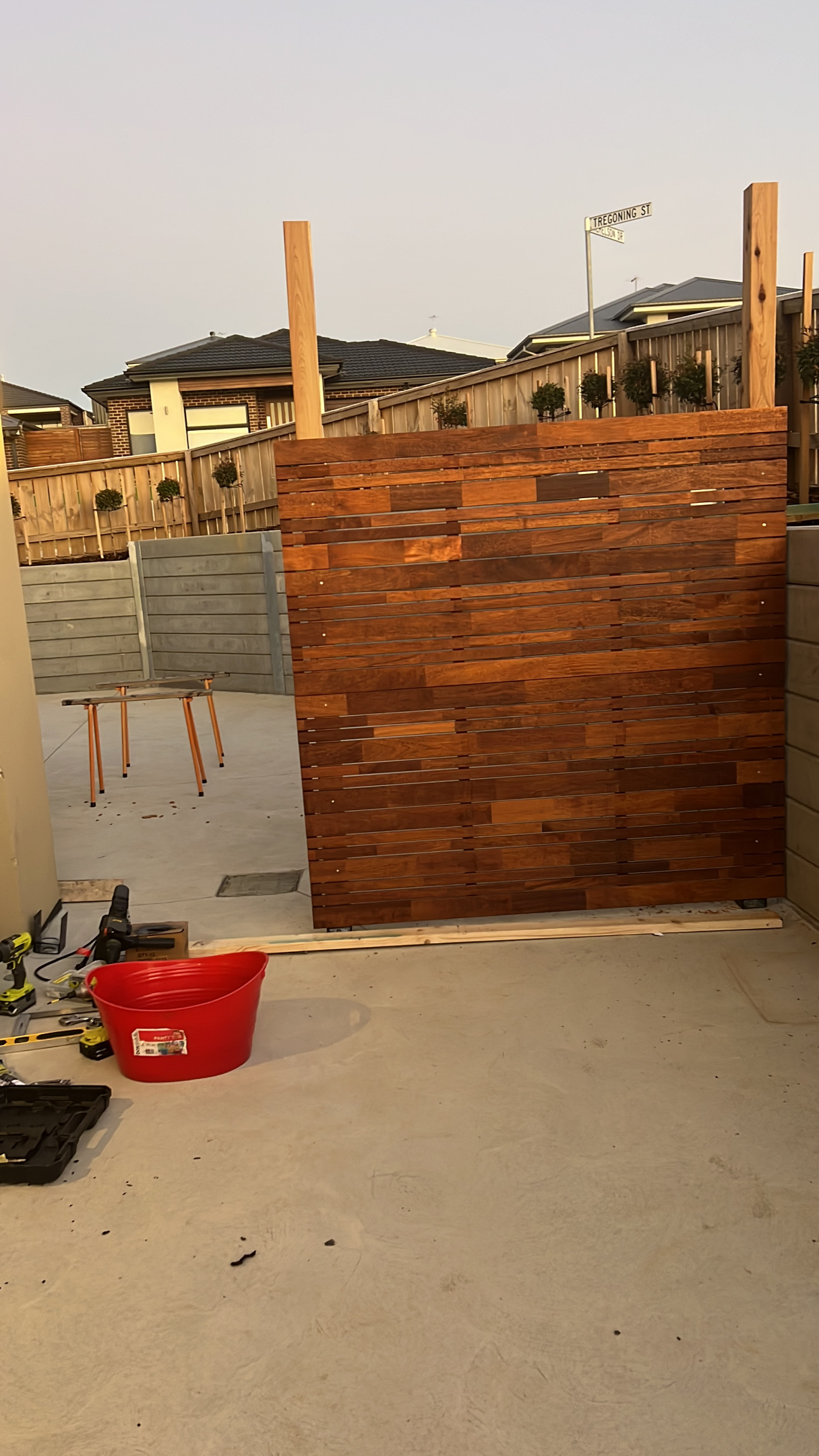 which post support for 90x90 cypress post over concrete for merbau ...