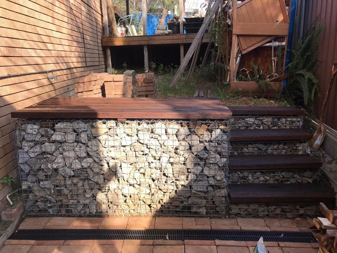 Gabion retaining wall and steps - Bunnings Workshop community